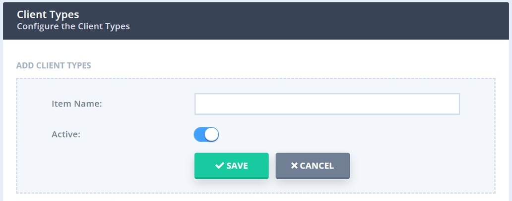 Setting Up and Allocating Client Types